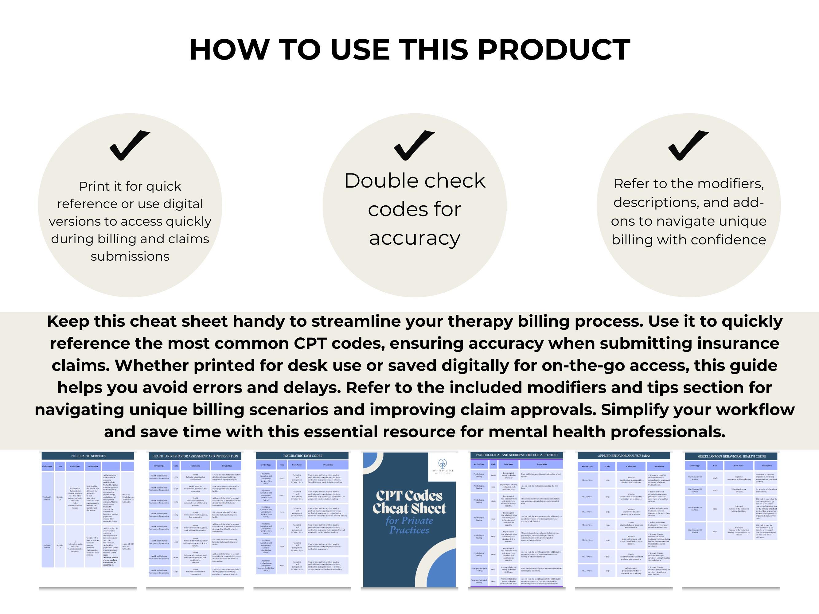 CPT Codes - Therapy Billing Codes - Therapist Invoice - Therapist ...