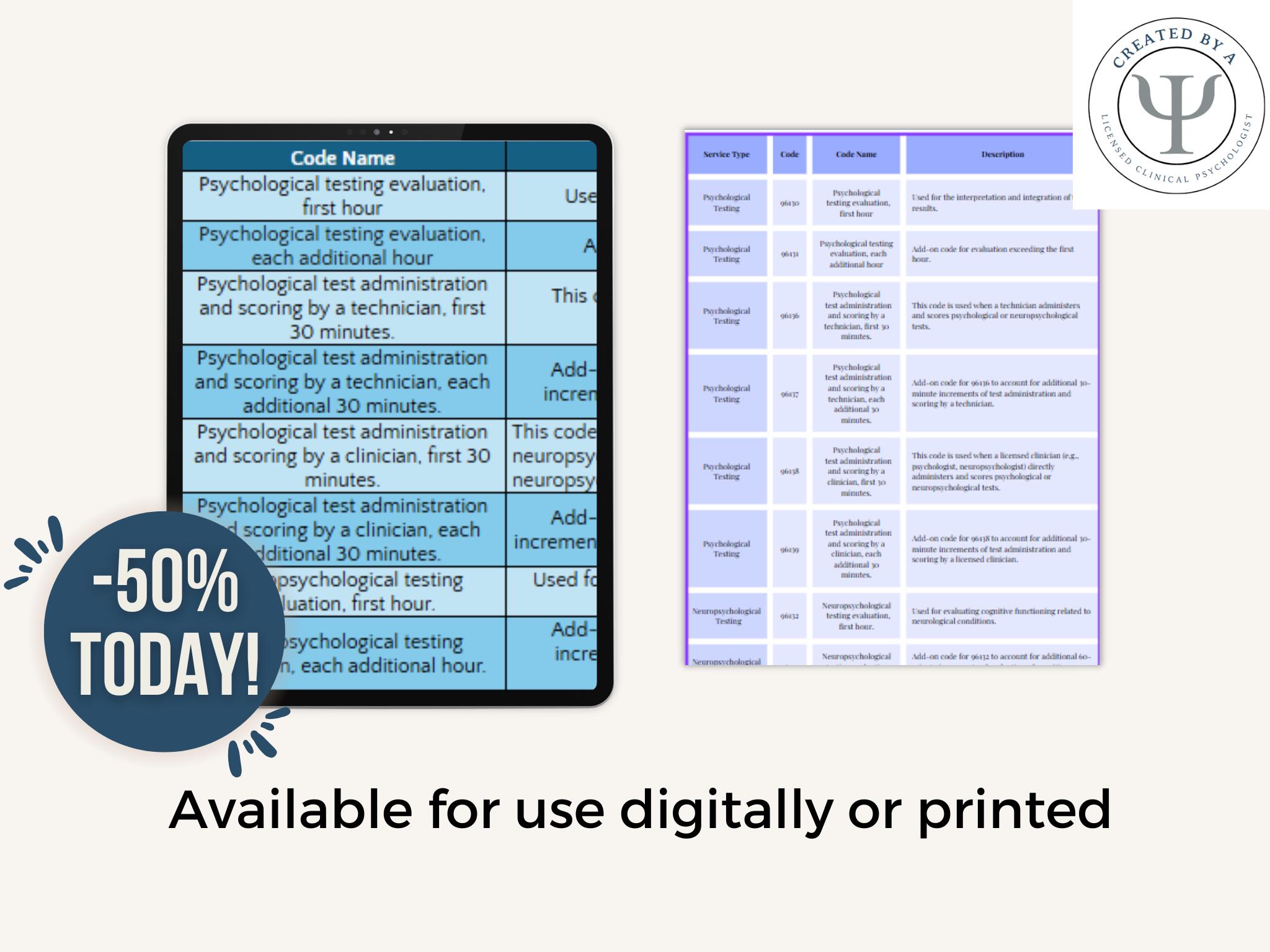 CPT Codes - Therapy Billing Codes - Therapist Invoice - Therapist ...