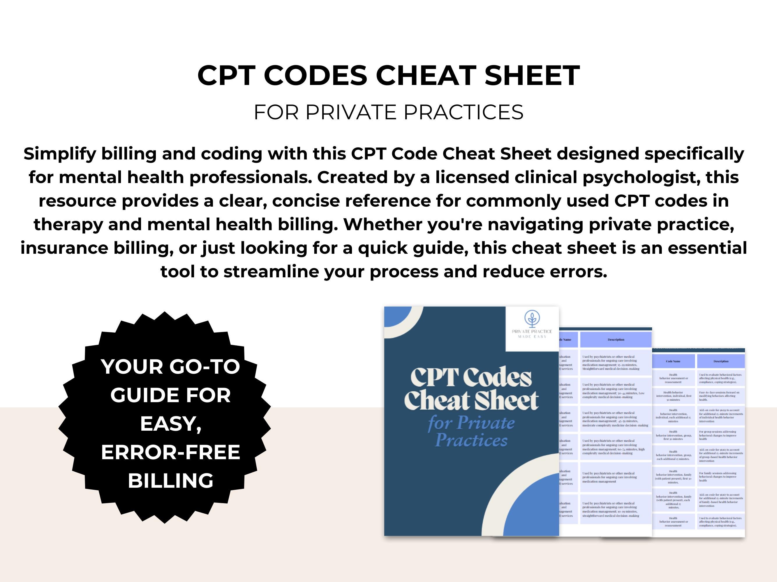 CPT Codes - Therapy Billing Codes - Therapist Invoice - Therapist ...