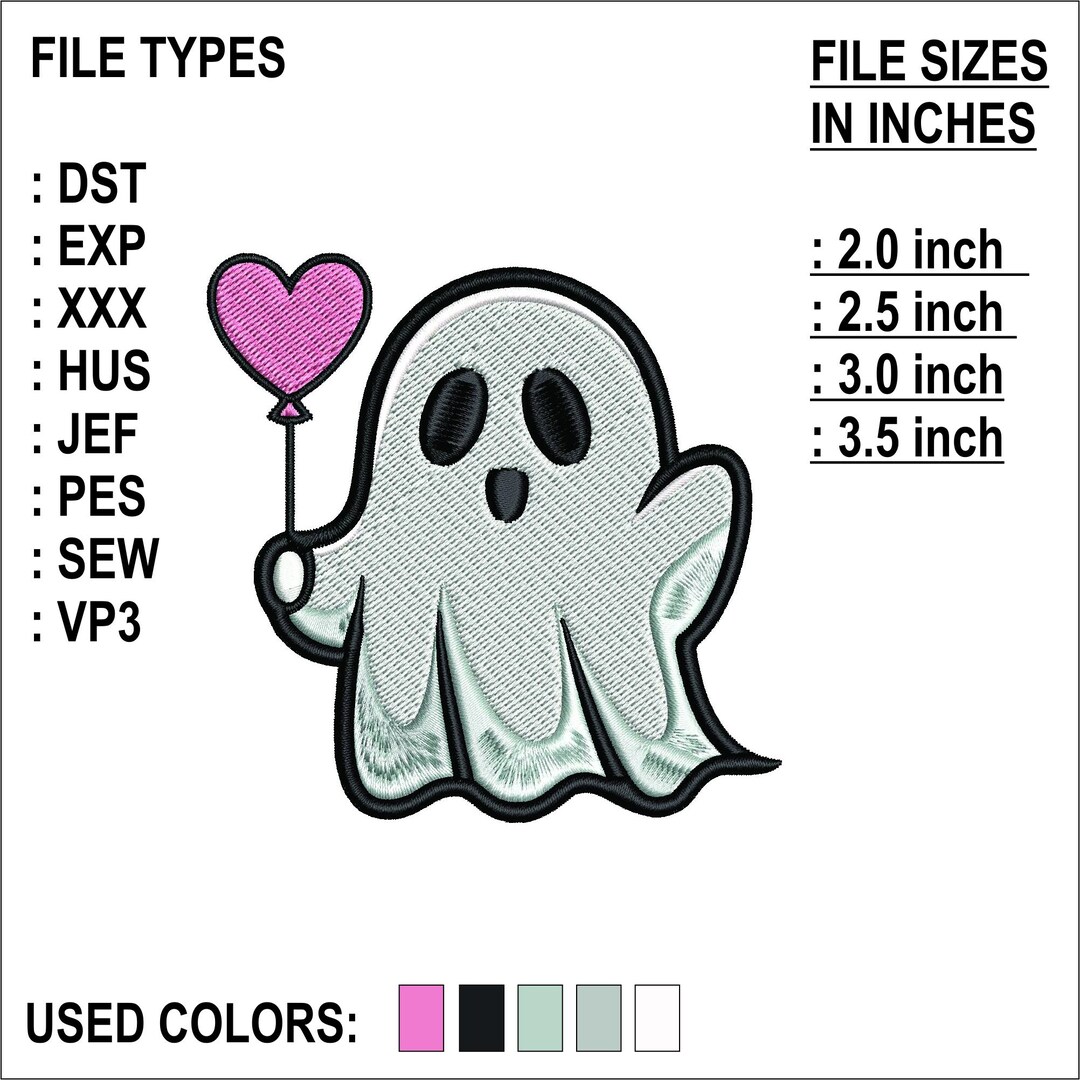 Ghosts Embroidery Design, Ghosts Embroidery File, Happy Ghosts ...