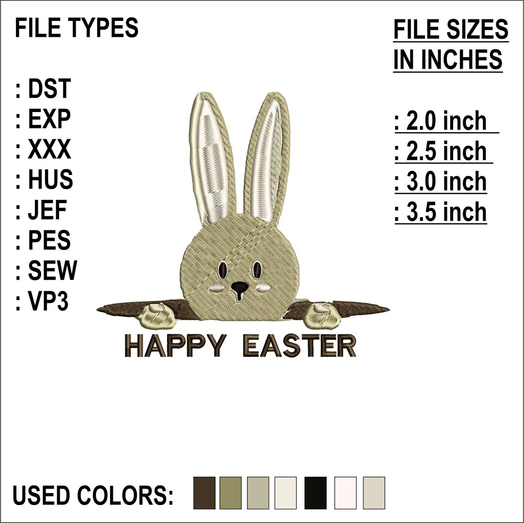 Happy Easter Embroidery Design - 6 Sizes Included - Easter Embroidery ...