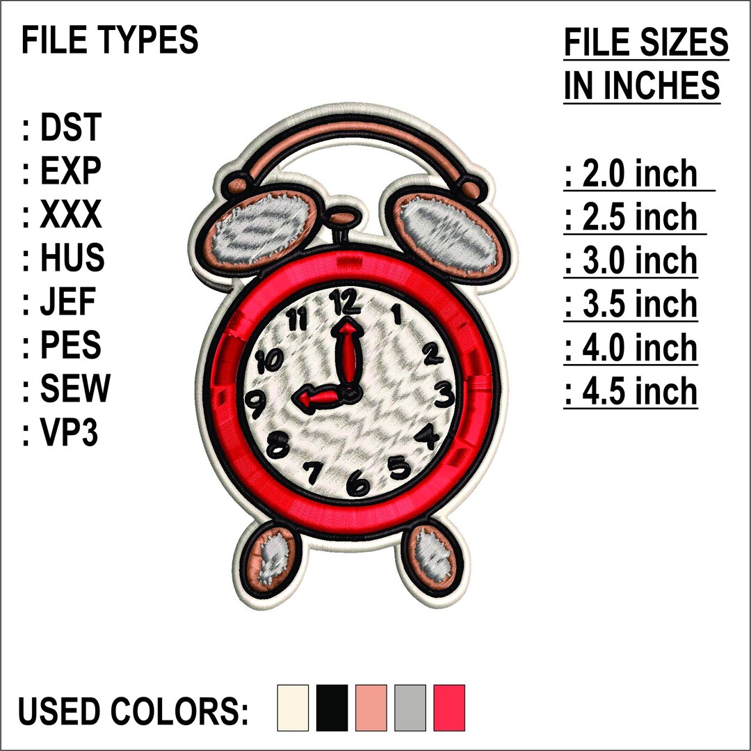 Clock Embroidery Design. Clock Face Embroidery Design. Machine ...