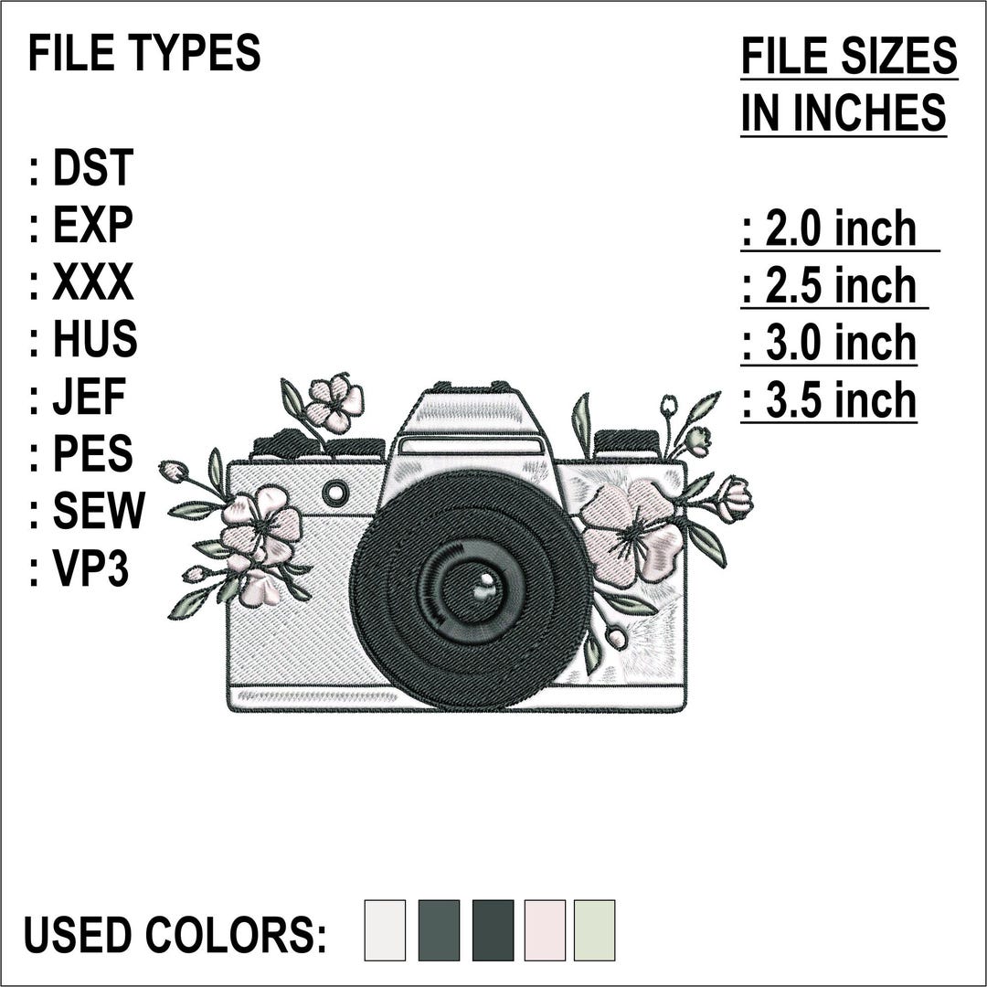 Camera Focus Embroidery - Digital Camera Embroidery - Photography Lover ...