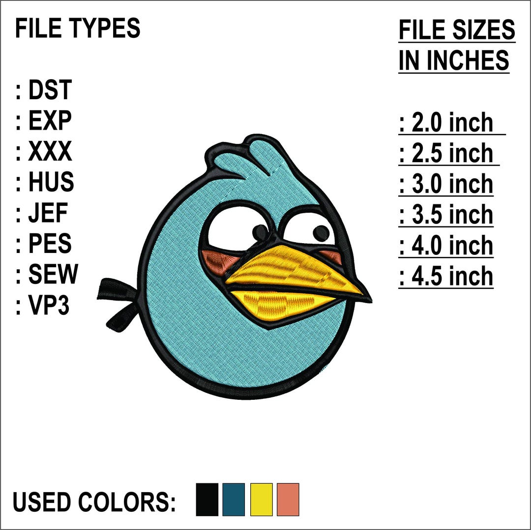 Blue Bird Machine Embroidery Design: 6 Sizes, 8 Formats (digital ...