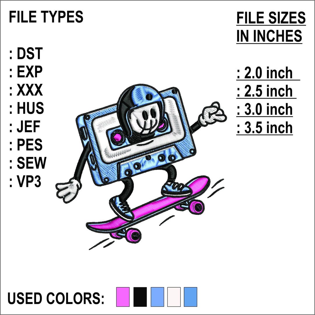 Cassette Tape - Machine Embroidery Design, Old School Audio Cassette ...