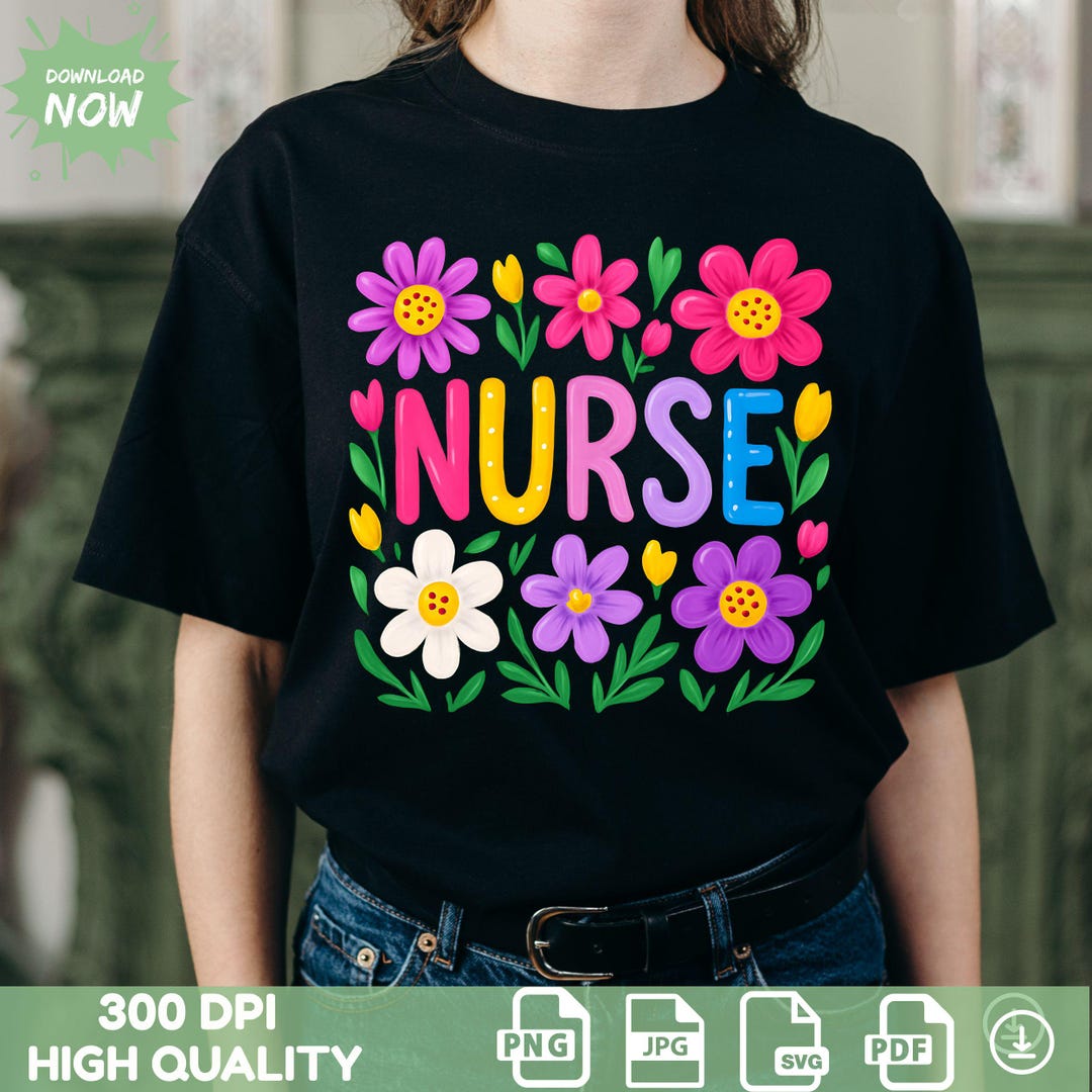 Floral Nurse Png , Nursing Png,colorful Floral Nurse Png , Preppy Nurse ...