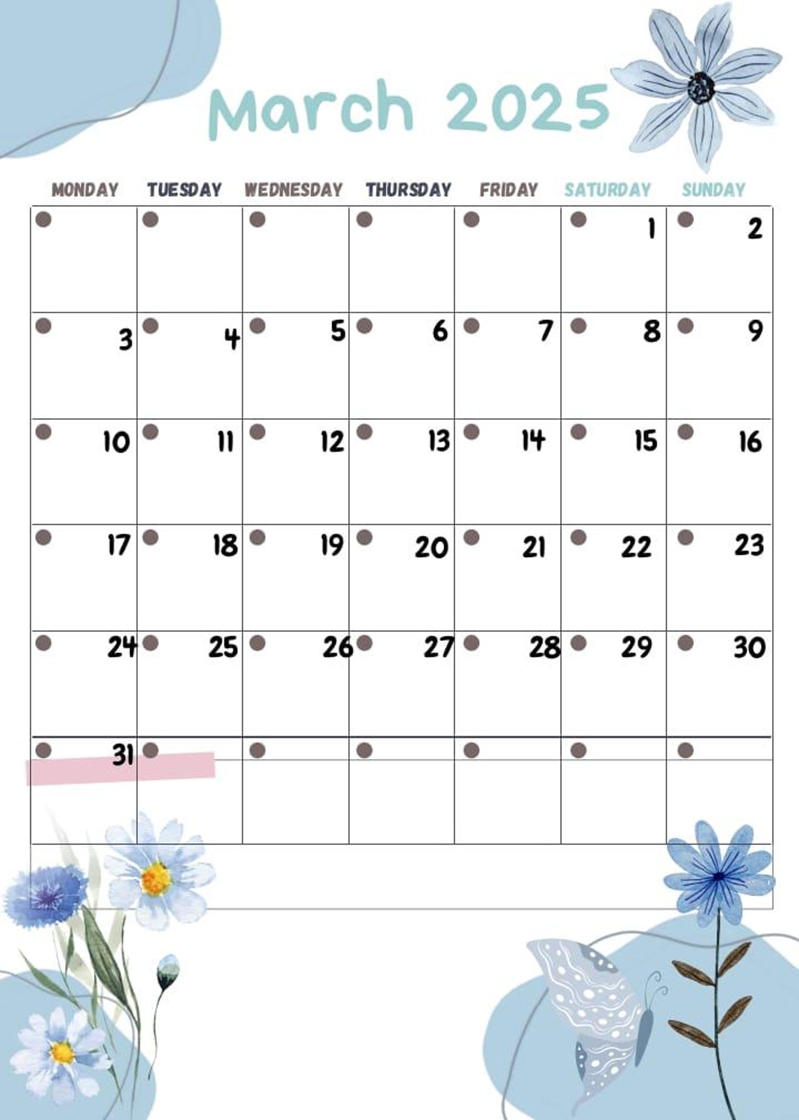 Printable 2025 Calendar Cute 2025 Kids Calendar, PDF Wall Calendar ...