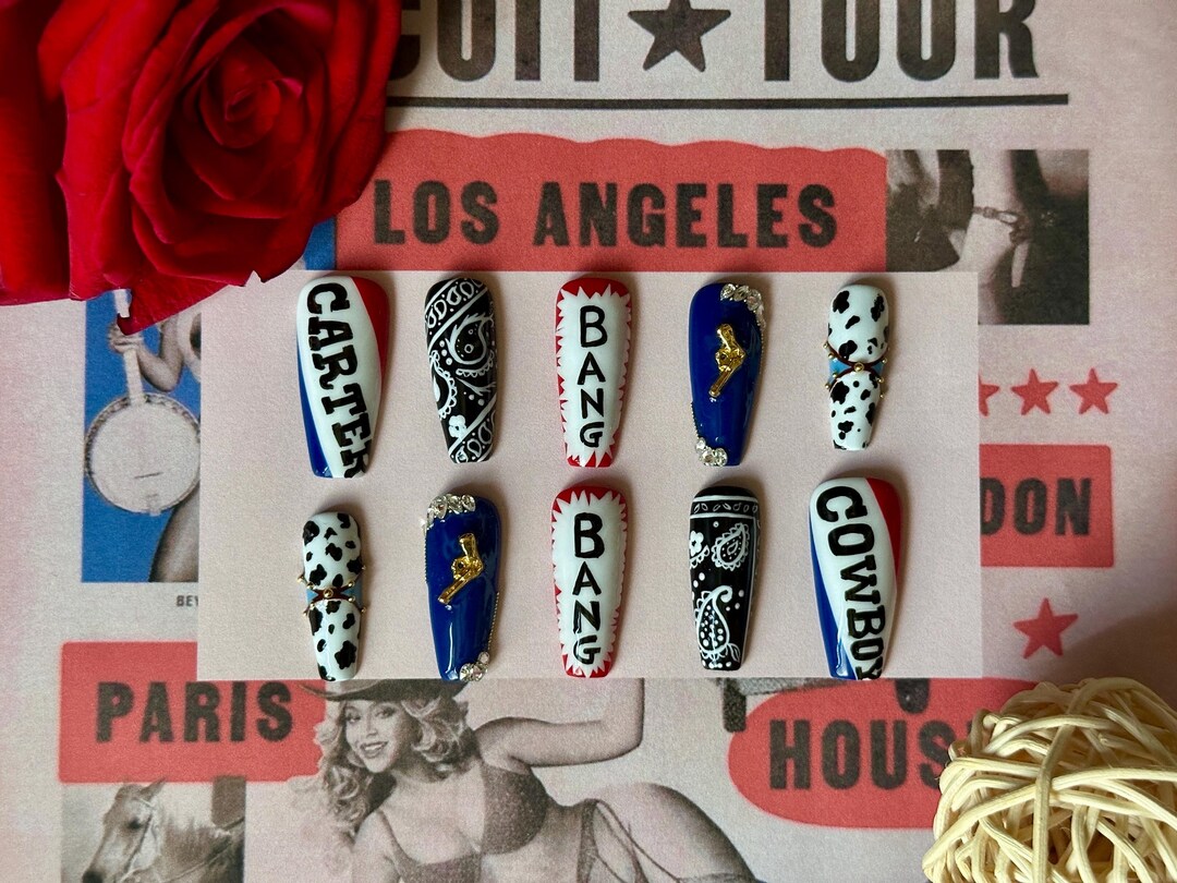 Cowboy Carter Press on Nails: Handmade Western Nail Art - Etsy