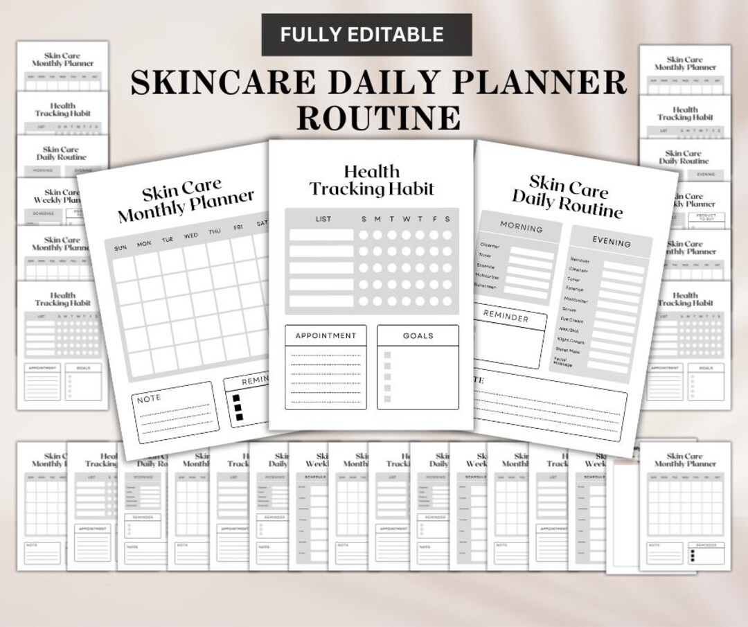 Skincare Routine Planner Printable, Beauty Planner, Daily Self Care ...