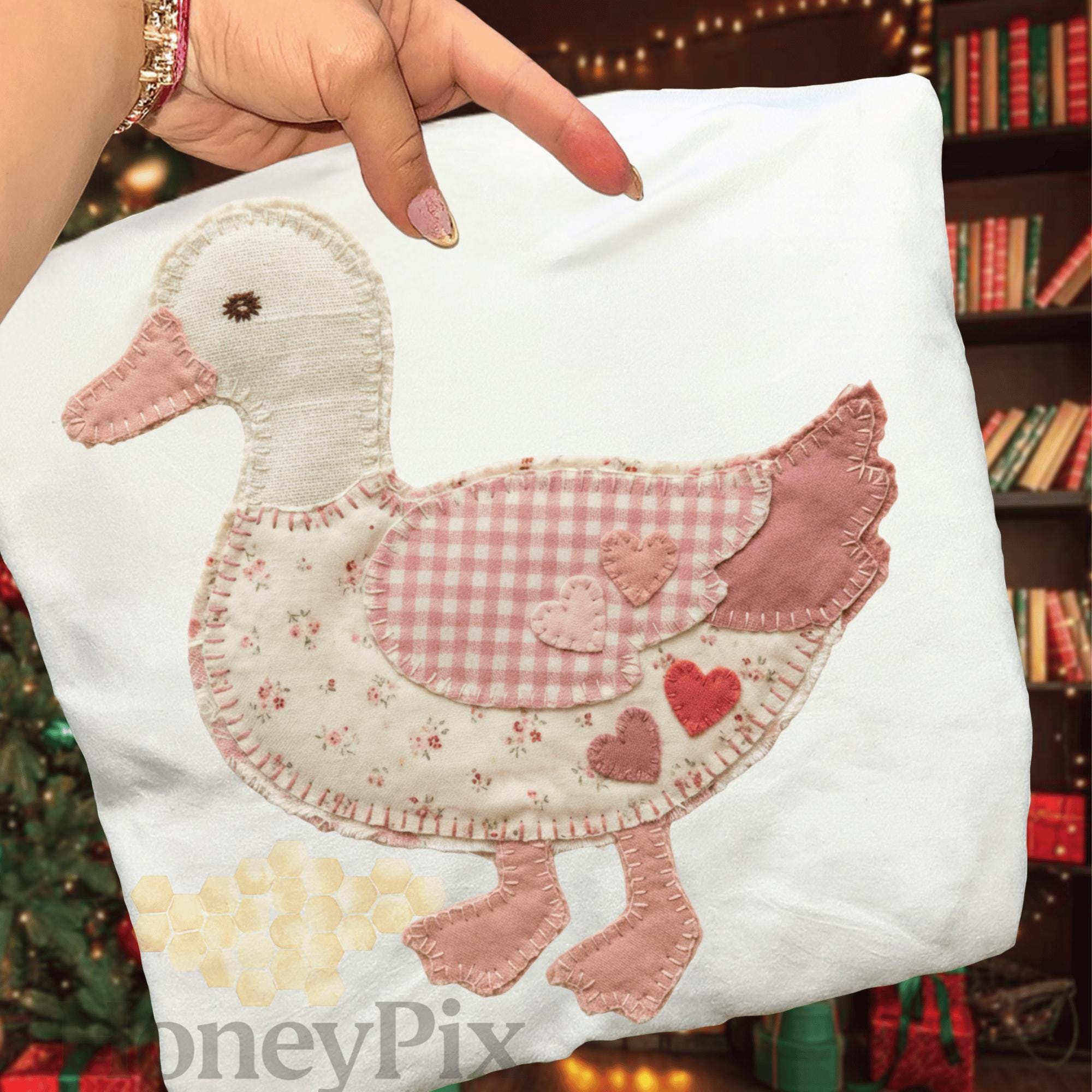 Valentine Duck Patchwork PNG | Quilted Heart Duck Design for DTF ...