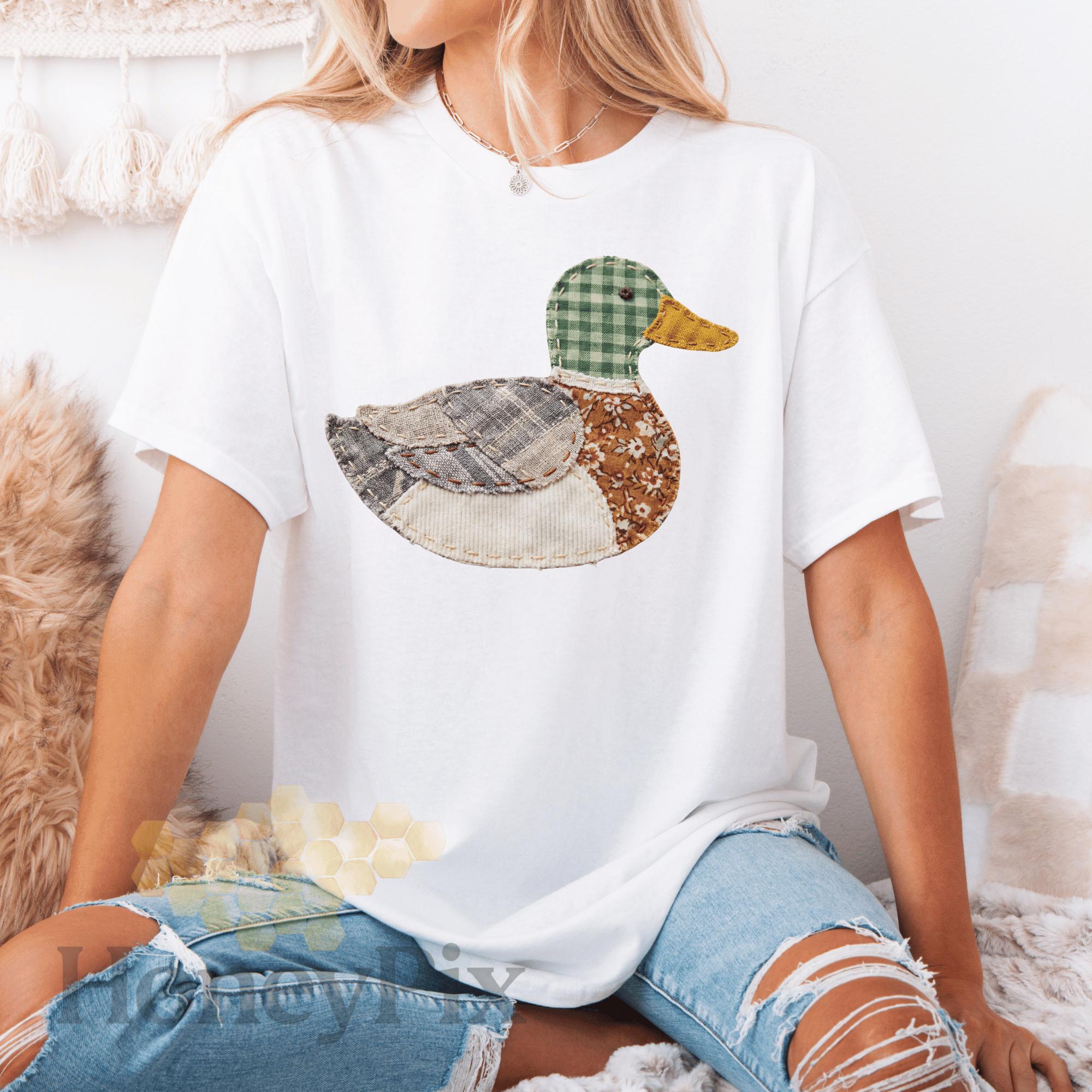 Faux Patchwork Mallard Duck Png, Quilted Applique Mallard Png ...
