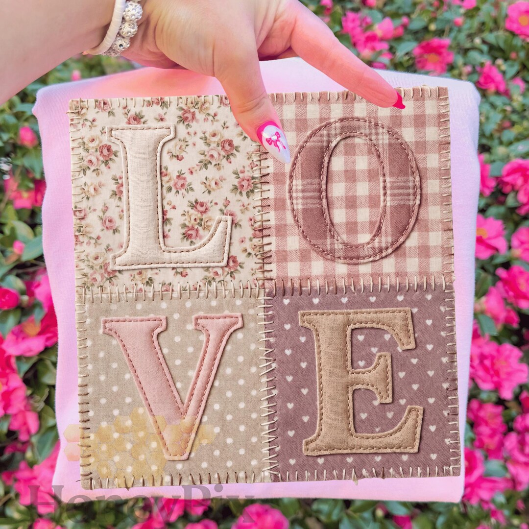 LOVE Patchwork Heart Png, Quilted Fabric Letters Png, Vintage ...