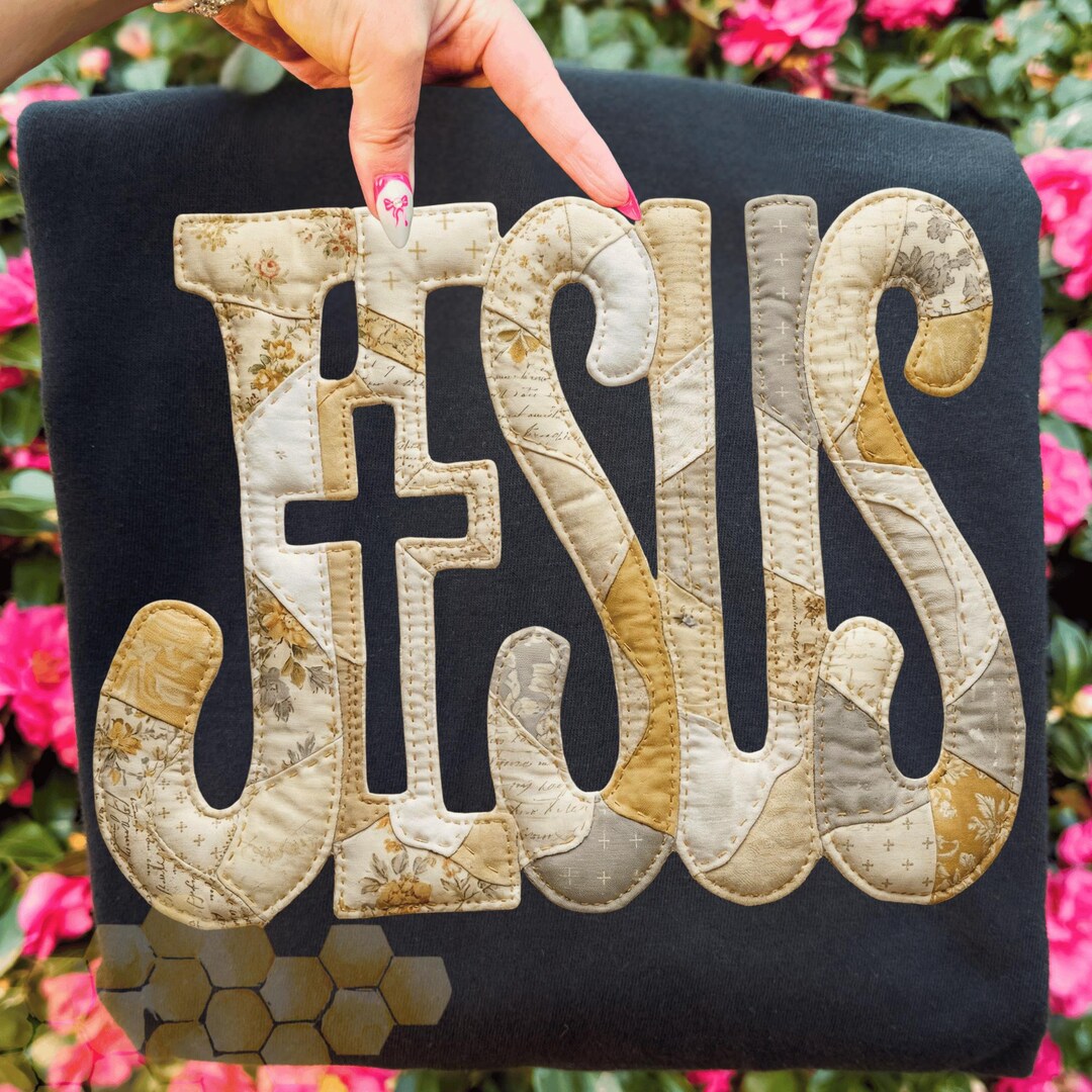 Jesus Quilt Style Png, Faux Patchwork Faith Design Png, Christian Quilt ...