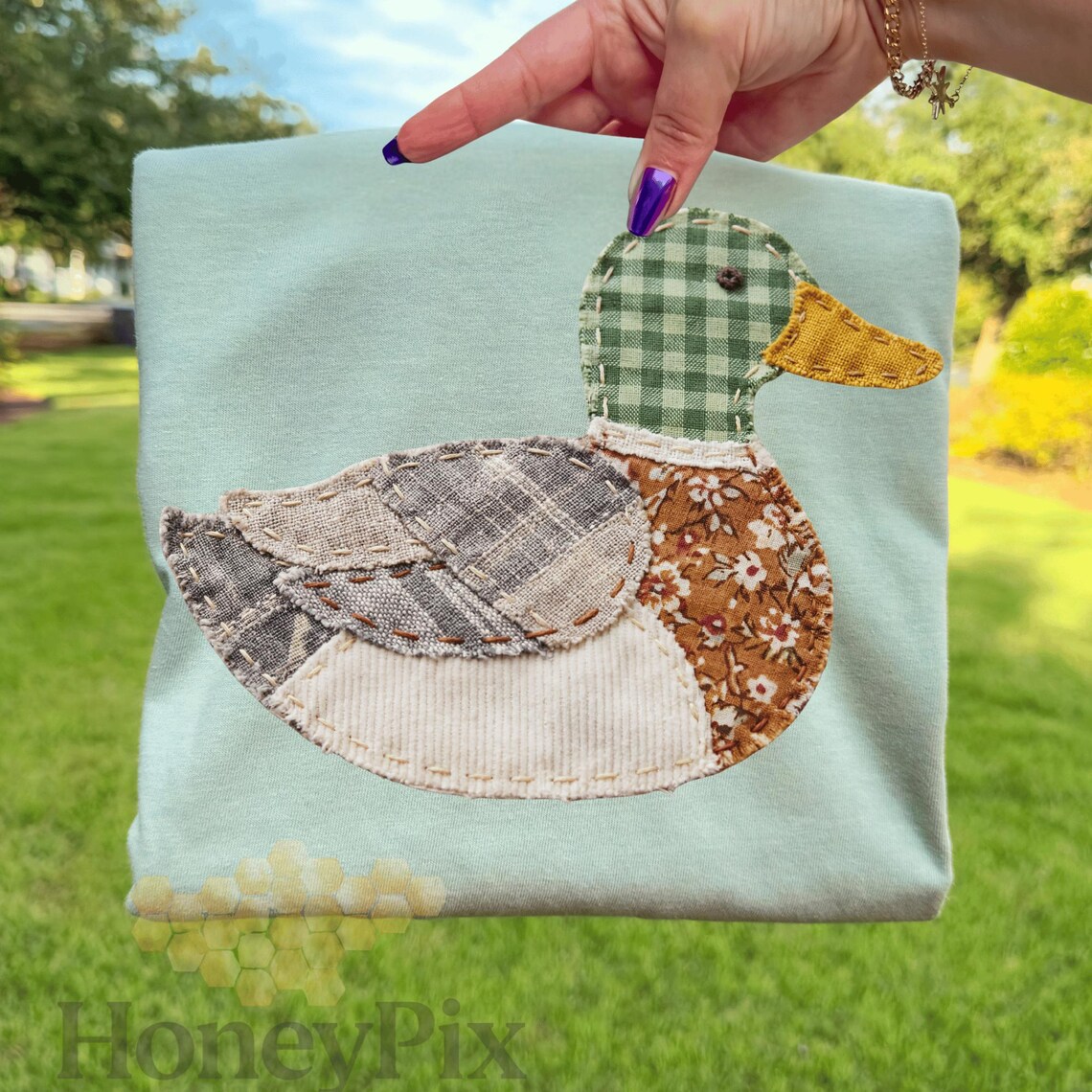 Faux Patchwork Mallard Duck Png, Quilted Applique Mallard Png ...