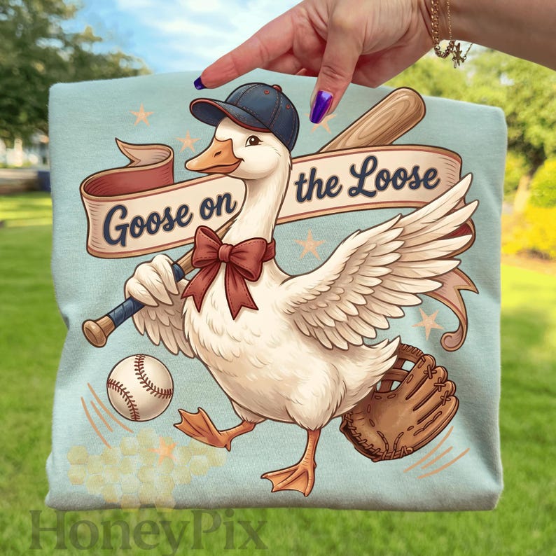 Goose on the Loose Baseball Png, Funny Goose Sports Png, Game Day ...