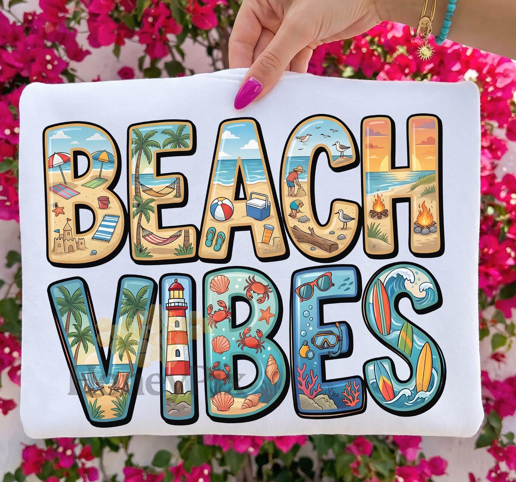 Beach Vibes Png, Summer Beach Lettering Png, Coastal Vacation Design ...