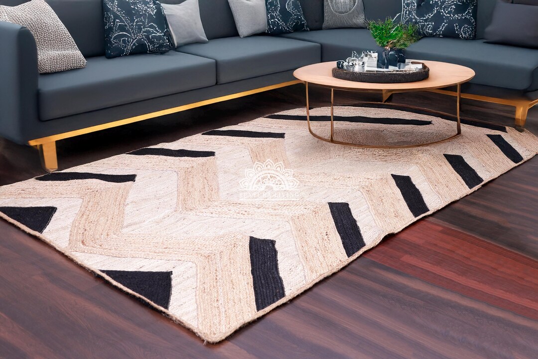 Handwoven Chevron Jute Rug: Modern Minimalist Boho Floor Decor - Etsy