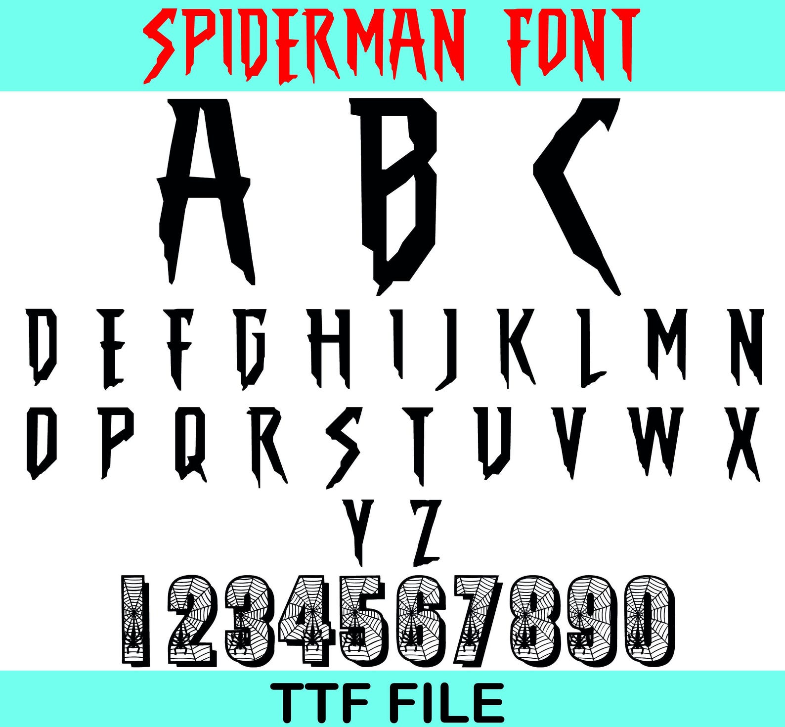 Spiderman Svg Bundle, Spiderman Font Svg, Spiderman Font TTF, Spiderman ...