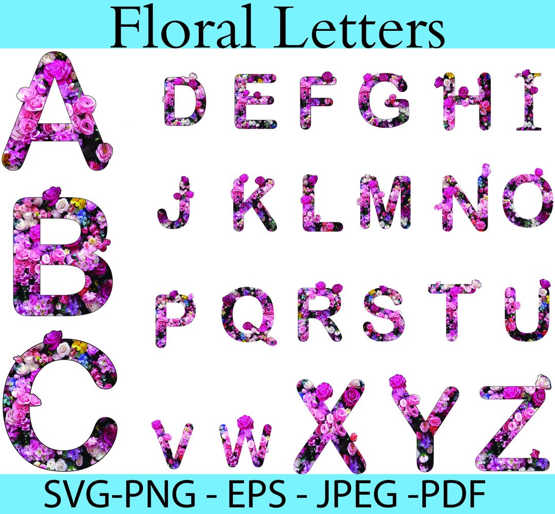 A-Z Alphabet Designs, Floral Alphabets Designs, Flower Font Svg, Floral ...