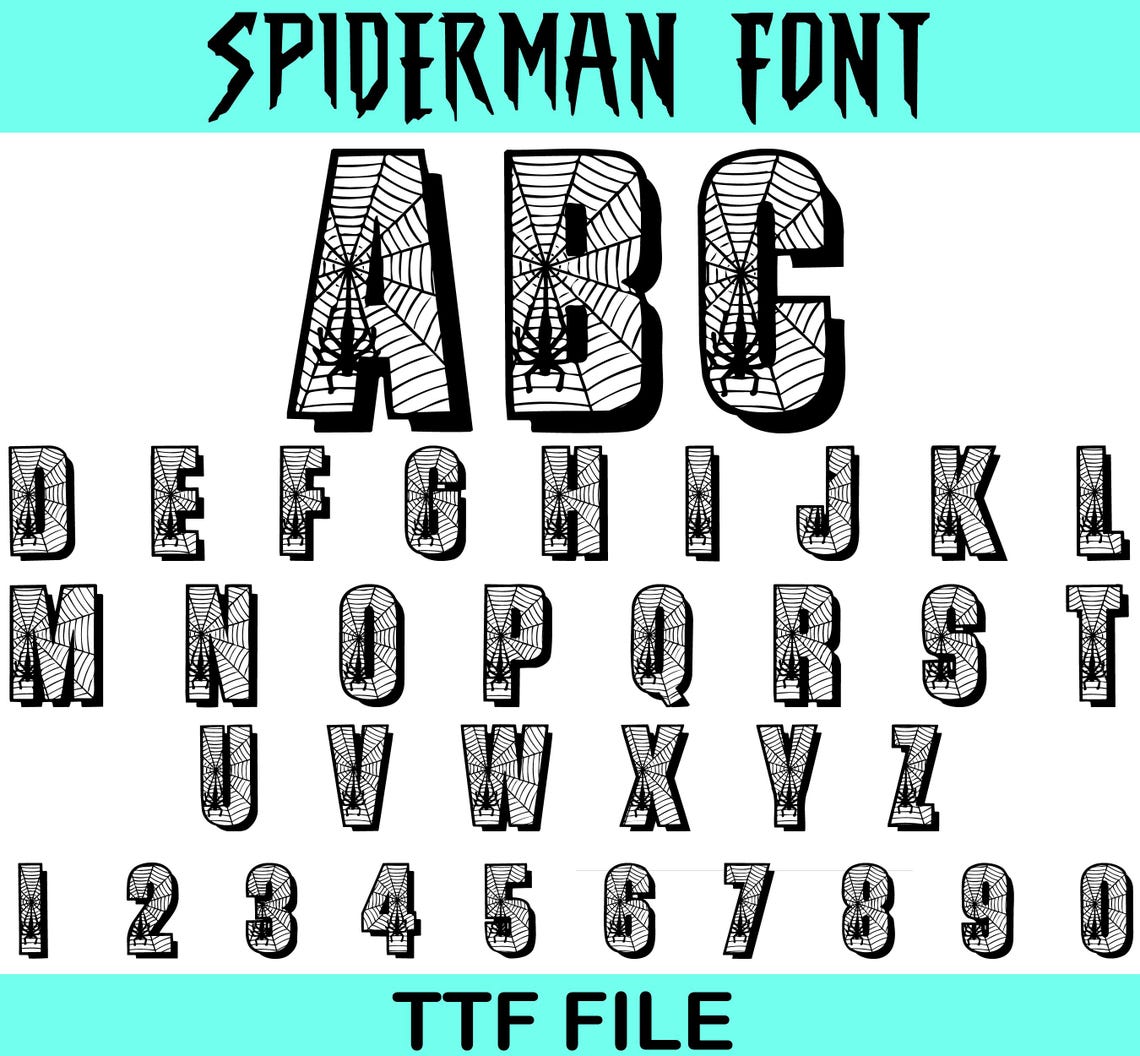 Spiderman Svg Bundle, Spiderman Font Svg, Spiderman Font TTF, Spiderman ...