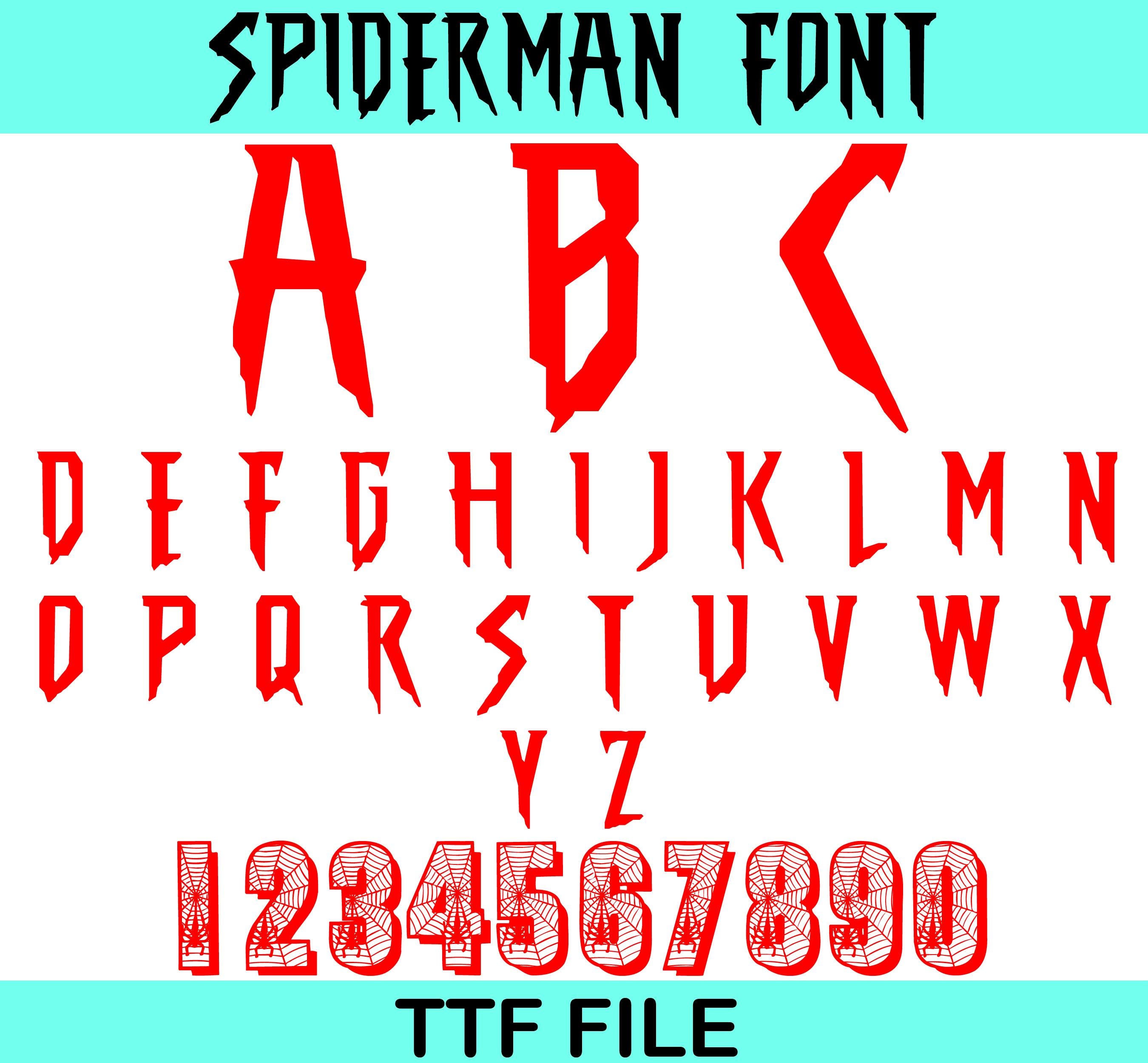 Spiderman Svg Bundle, Spiderman Font Svg, Spiderman Font TTF, Spiderman ...