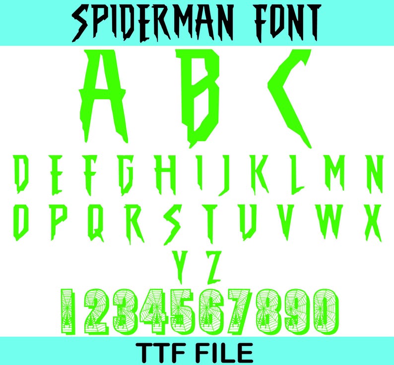 Spiderman Svg Bundle, Spiderman Font Svg, Spiderman Font TTF, Spiderman Font Alphabets ...