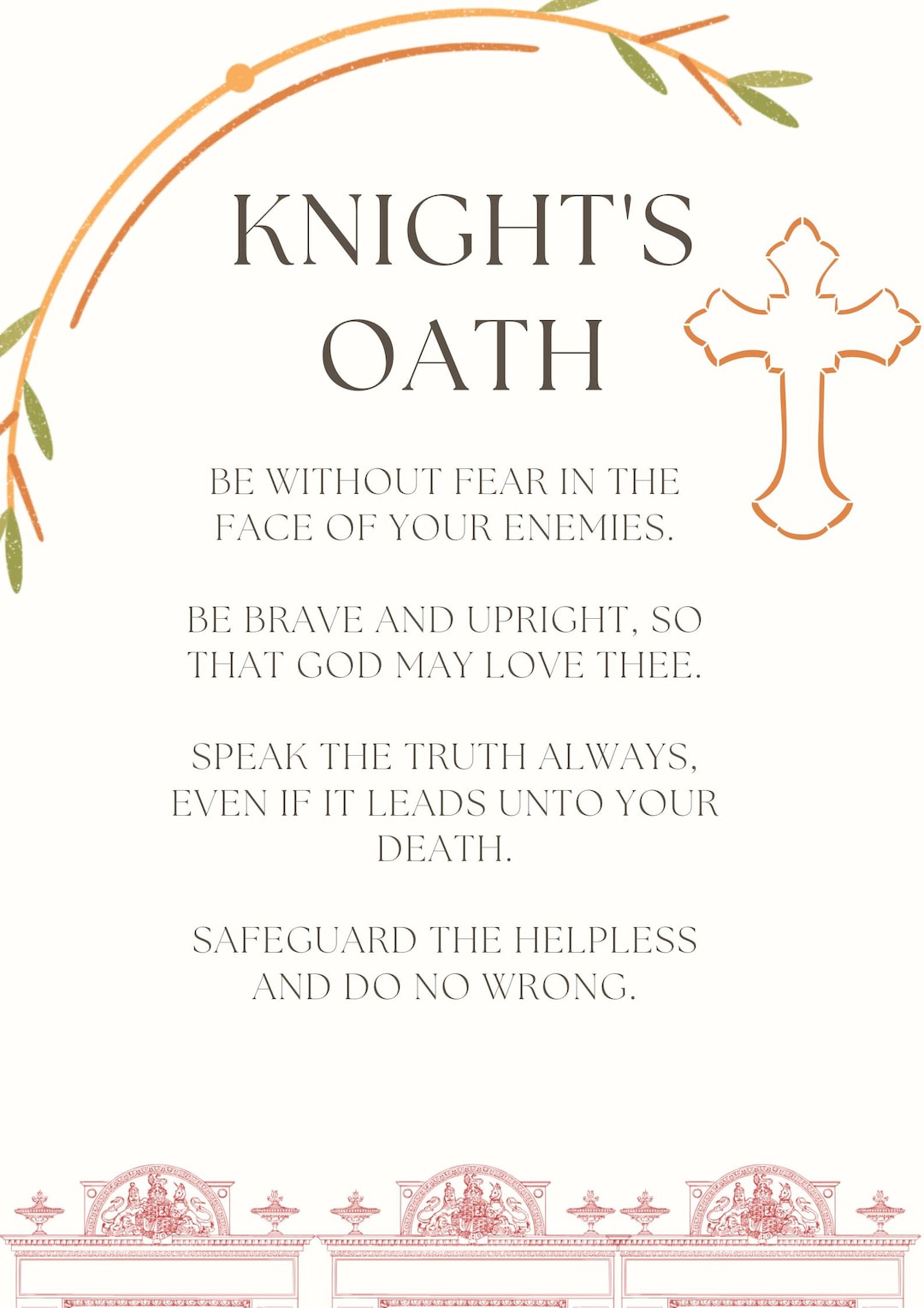Knight's Oath Art Set of 4 Knights Prints - Etsy