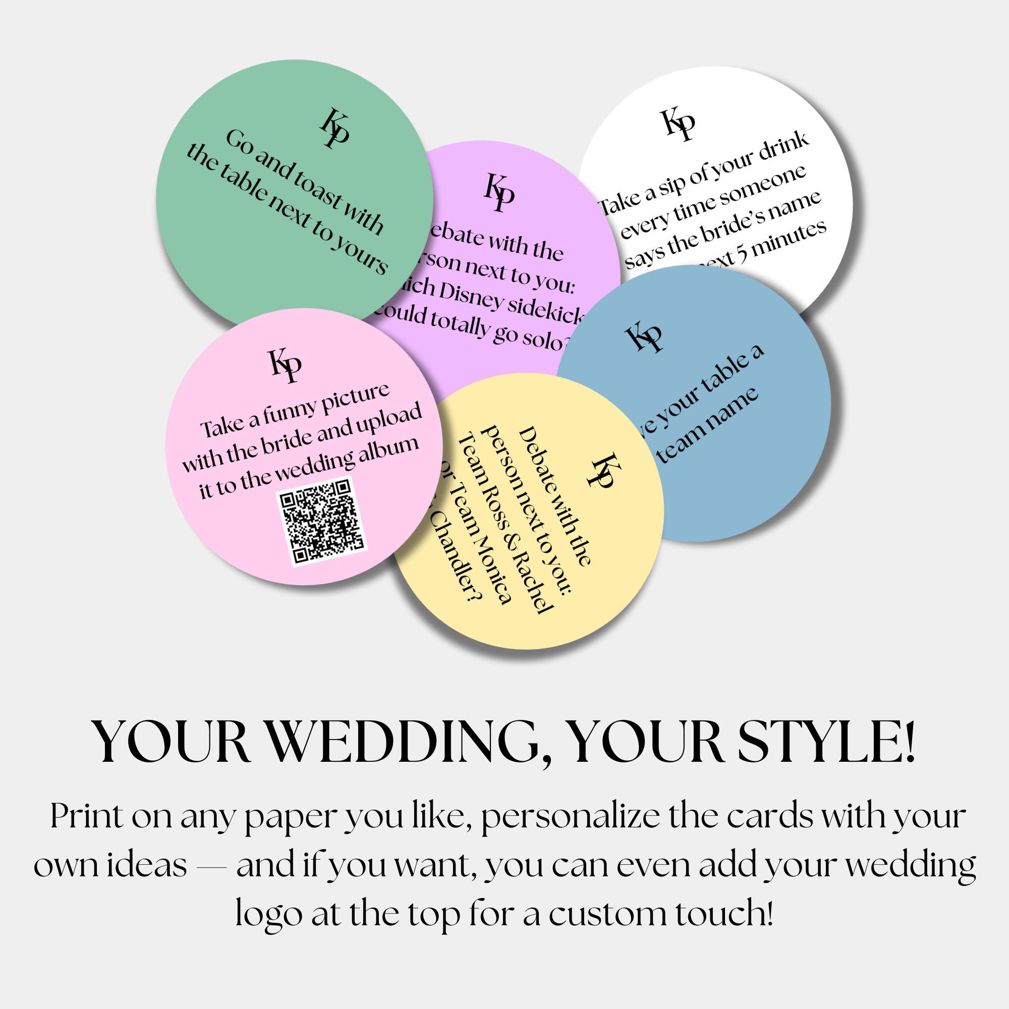 Wedding Game Cards – Printable Guest Icebreakers, Dares and More (canva ...