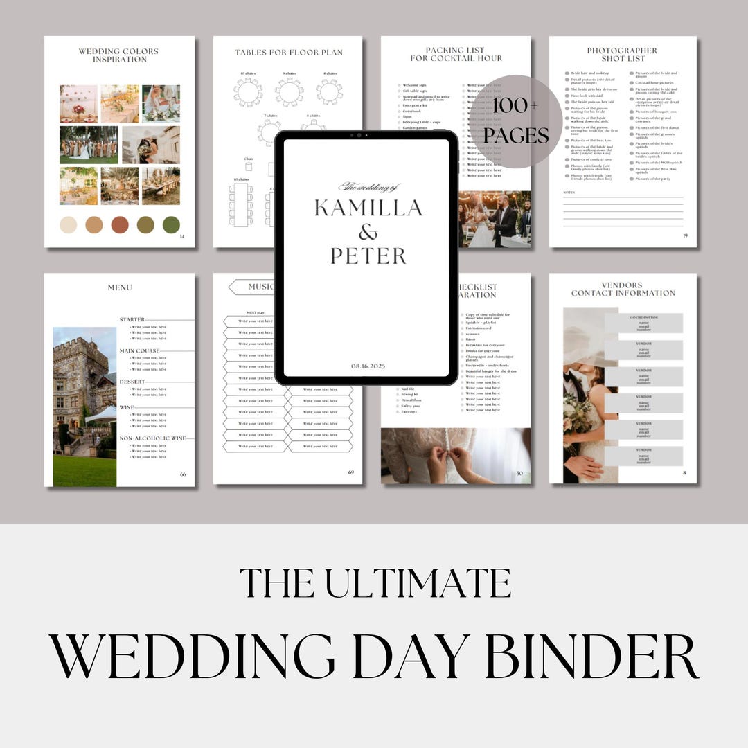 Wedding Day Binder Template | Editable Canva Wedding Planner ...