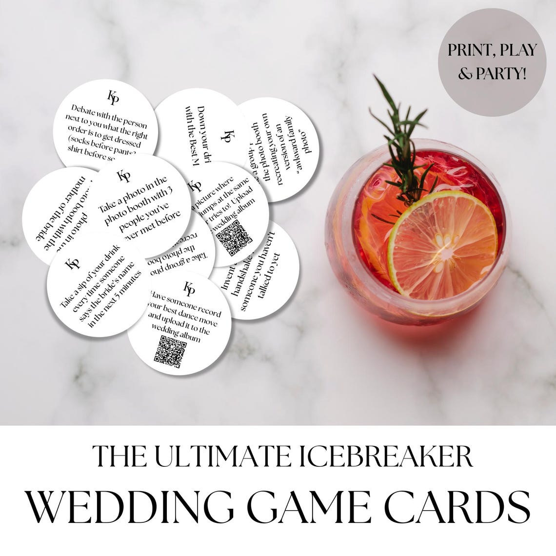 Wedding Game Cards – Printable Guest Icebreakers, Dares and More (canva ...