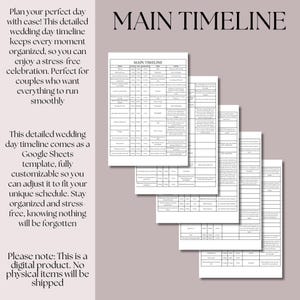 Detailed Wedding Day Timeline Template | Main, Photographer, Venue ...