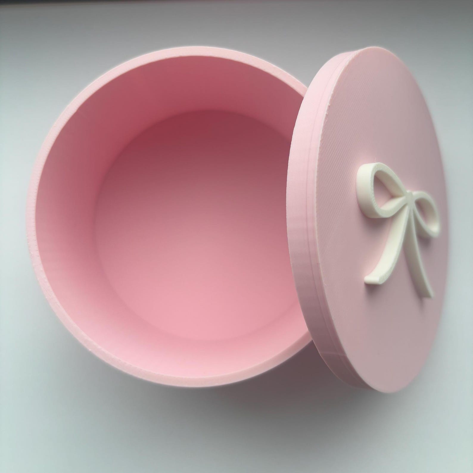 Cute Pink Round Box With White Bow – Trinket Storage – Gift for Her ...