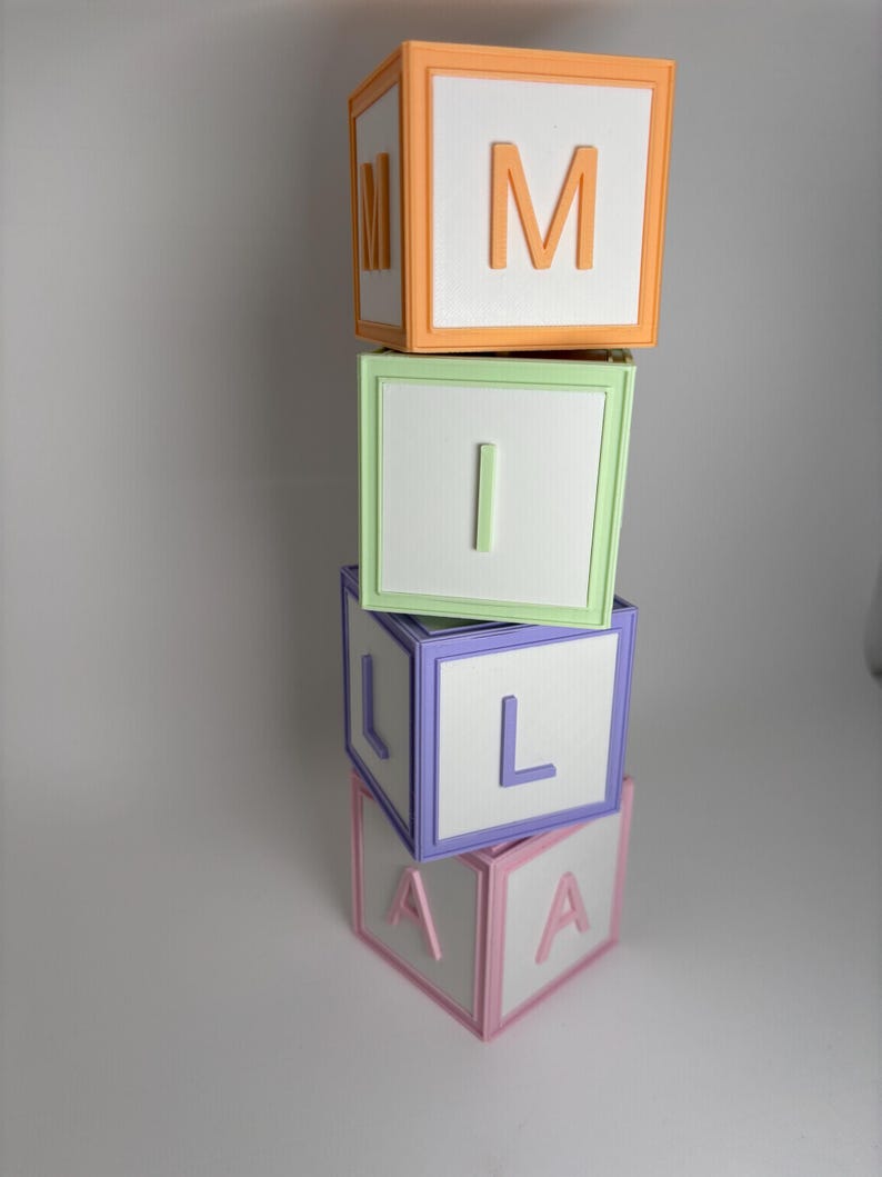 Pastel Letter Blocks – 3D Printed Name Cubes – Baby Room Decor & Baby ...