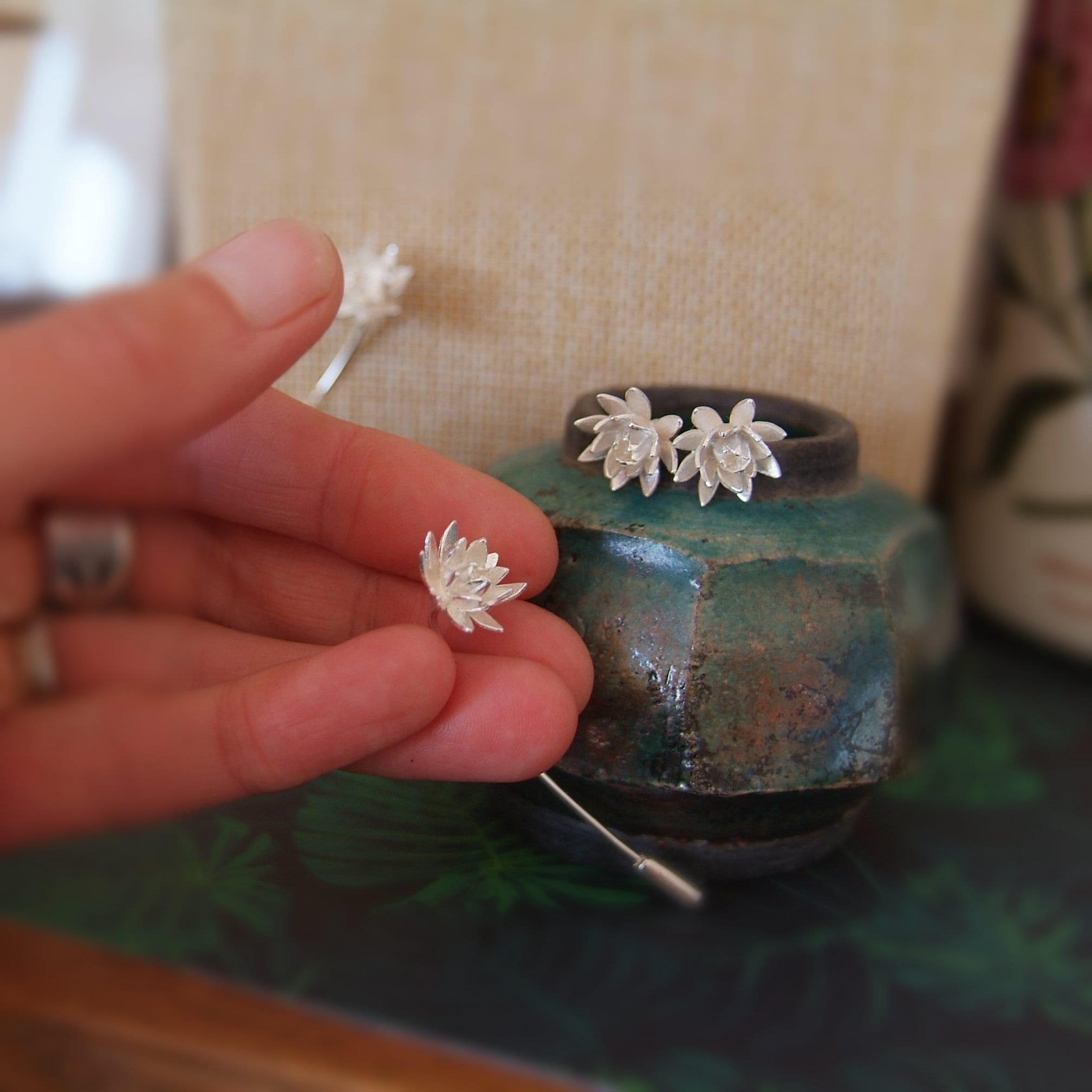 Lotus Brooch Silver Lotus Flower Jewellery Handmade in | Etsy