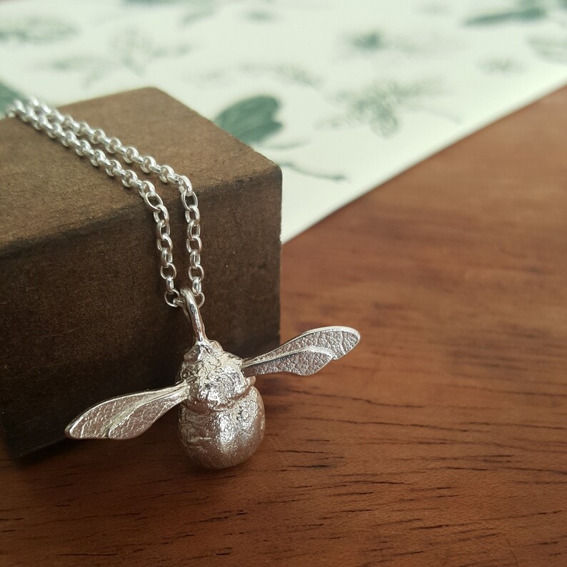 Bee Necklace Sterling Silver Bumble Bee Pendant | Etsy