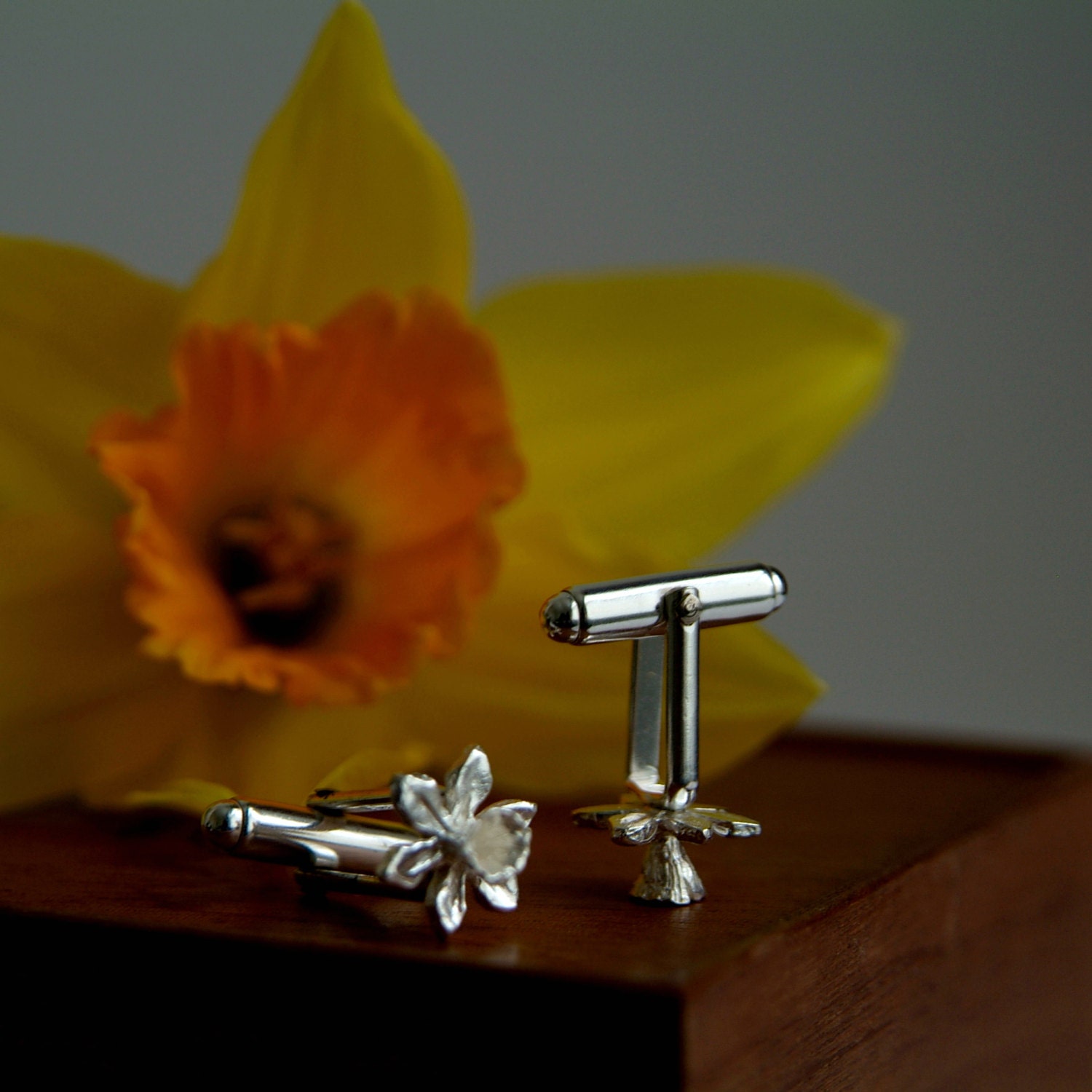 Silver Daffodil Cufflinks Silver Floral Cuff-links - Etsy UK