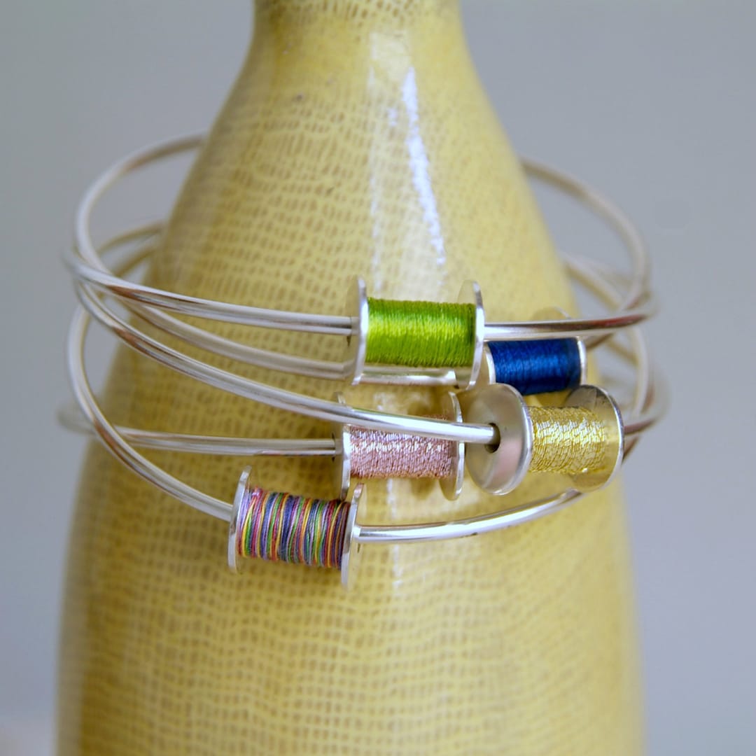 Silver Bobbin Bangle: Cotton Thread Bracelet, Seamstress Gift - Etsy UK
