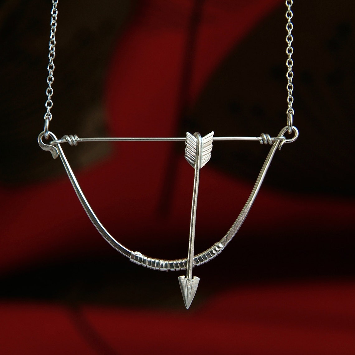 Silver Bow & Arrow Necklace Cupid's Bow Necklace - Etsy