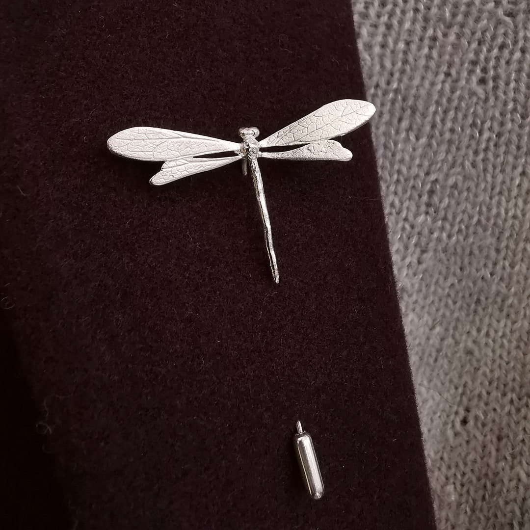 Dragonfly Brooch Pin Handmade in Sterling Silver | Insect Pin | Silver ...