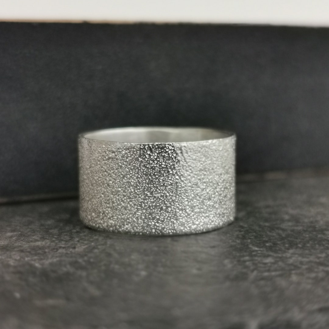 Handmade Silver Wide Band Ring Sand Texture Silver Ring - Etsy
