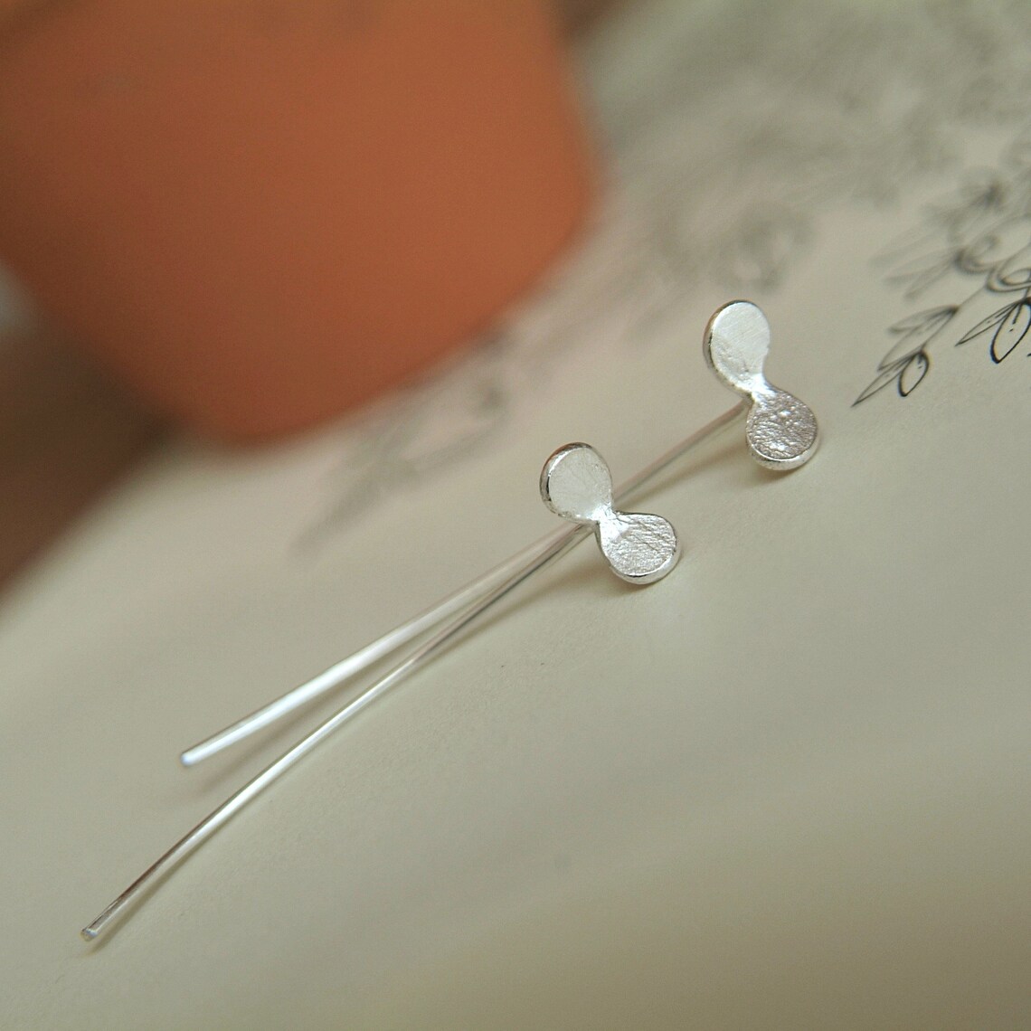 Seedling Earrings Sterling Silver Stems Spring Jewellery | Etsy