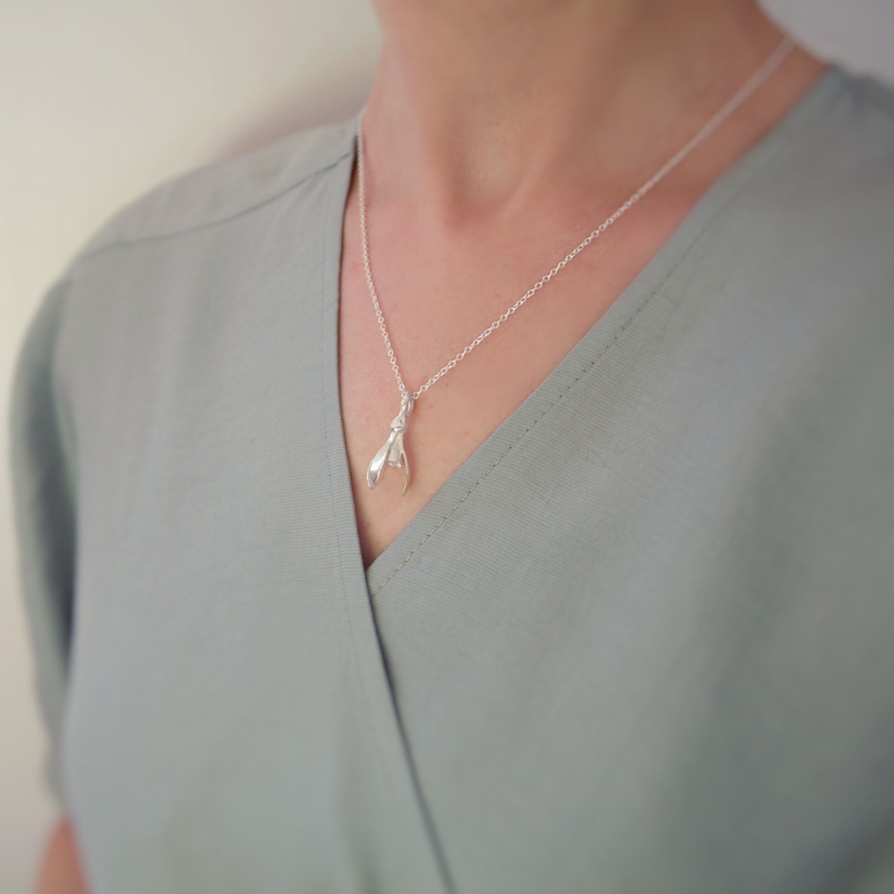 Snowdrop Necklace Handmade in Silver Spring Flower Pendant - Etsy UK