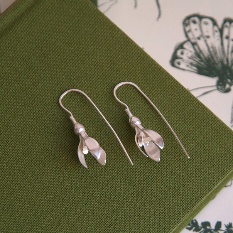 Snowdrop Earrings Silver Spring Flower Earrings - Etsy UK