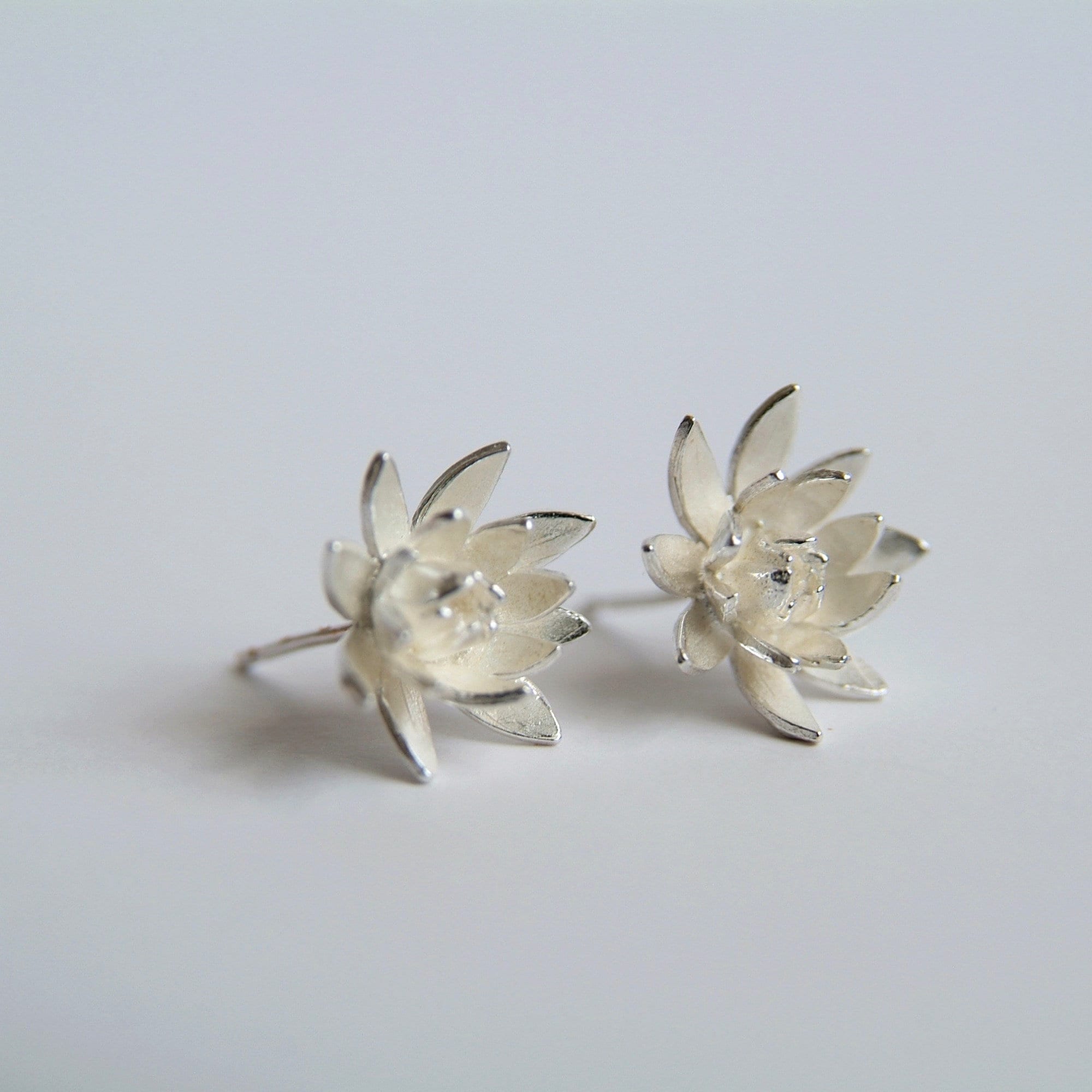 Lotus Earrings Silver Flower Studs Lotus Flower Jewellery | Etsy