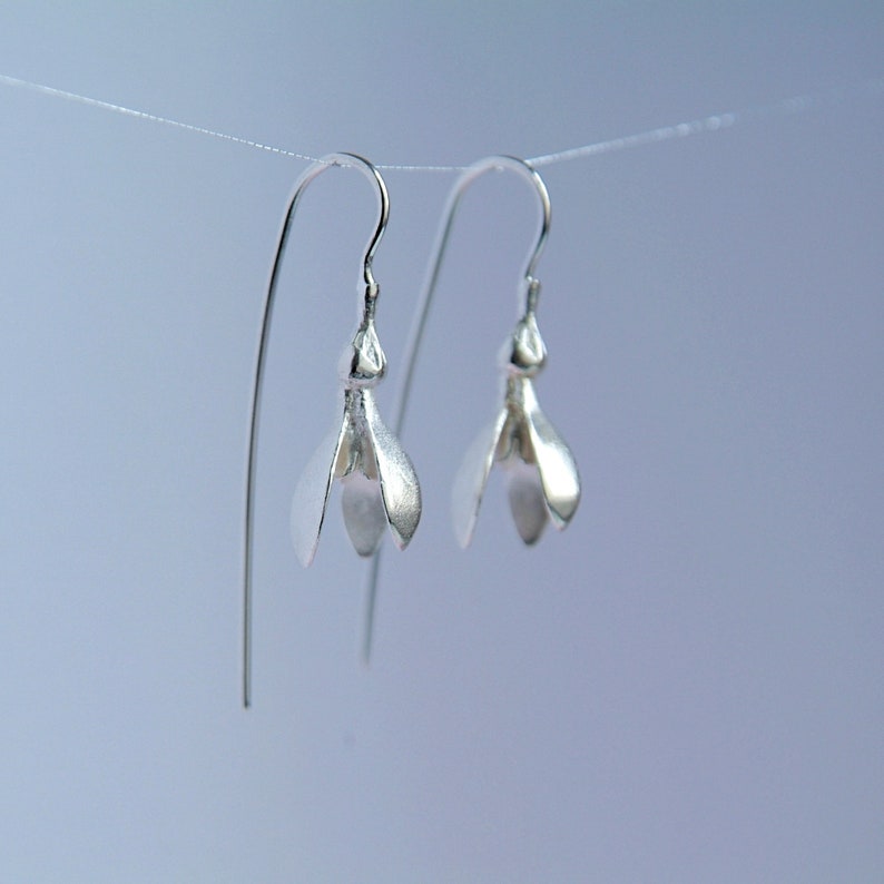 Snowdrop Earrings Silver Spring Flower Earrings - Etsy UK