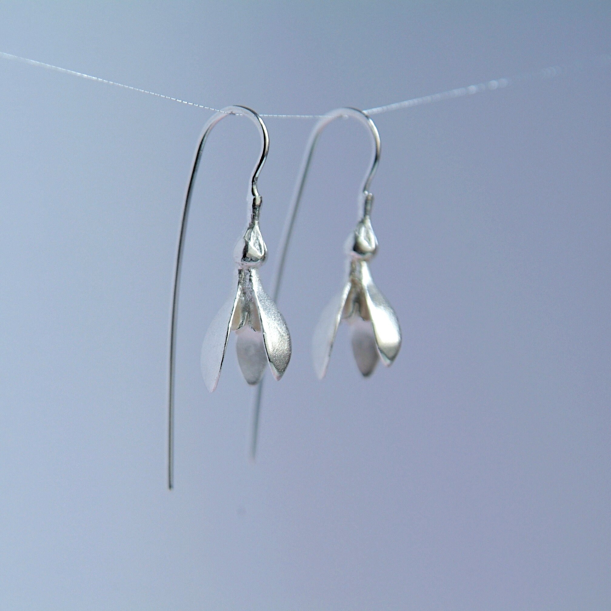 Snowdrop Earrings Silver Spring Flower Earrings - Etsy UK