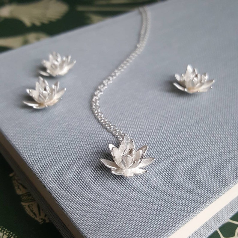Lotus Necklace Silver Lotus Flower Pendant Sacred Flower | Etsy