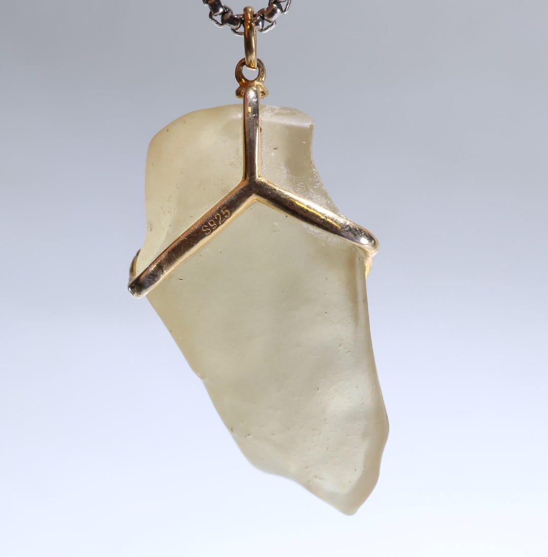 Libyan Desert Glass Meteorite Pendant: Raw Stone Handmade Jewelry T231 ...