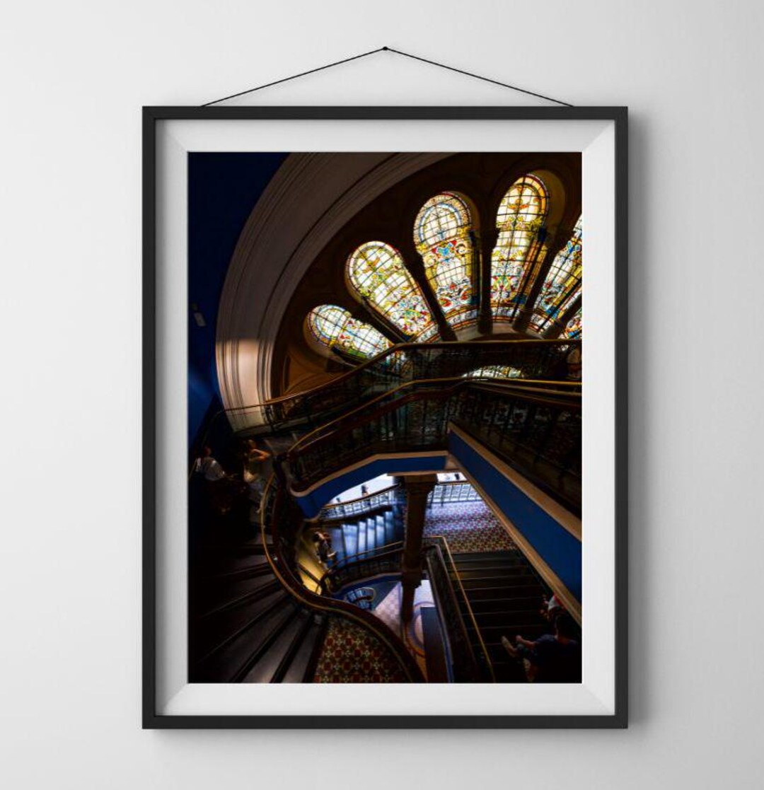 Wall Art Photo Print QVB Stairs and Stained Glass - Etsy