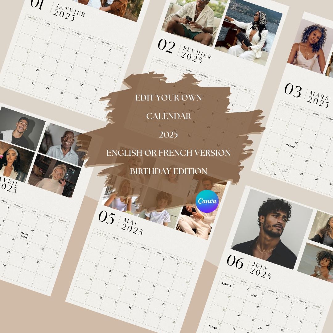Editable 2025 Calendars Fully Customizable for Free With Canva 15 ...
